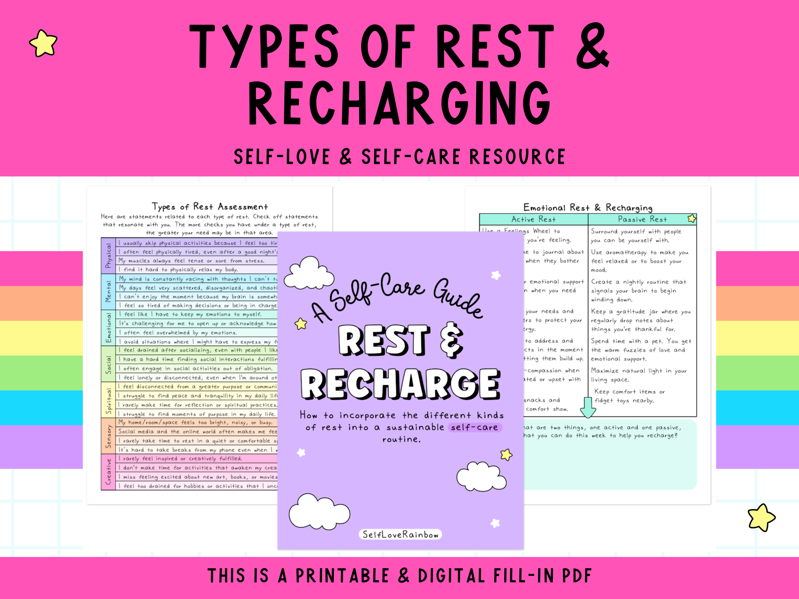 Rest & Recharge | Types of Resting Workbook – SelfLoveRainbow