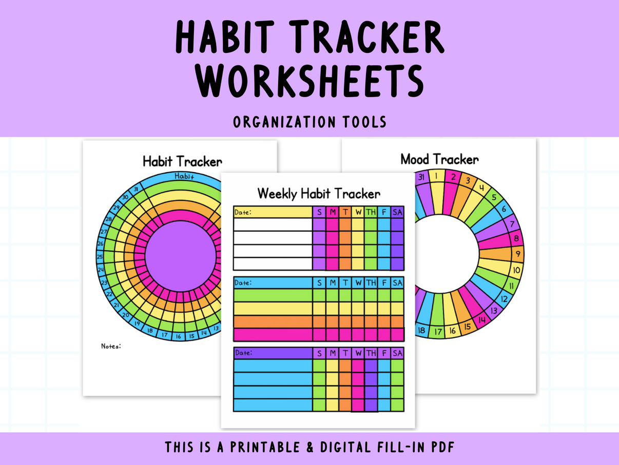 Habit Tracker Worksheets – SelfLoveRainbow