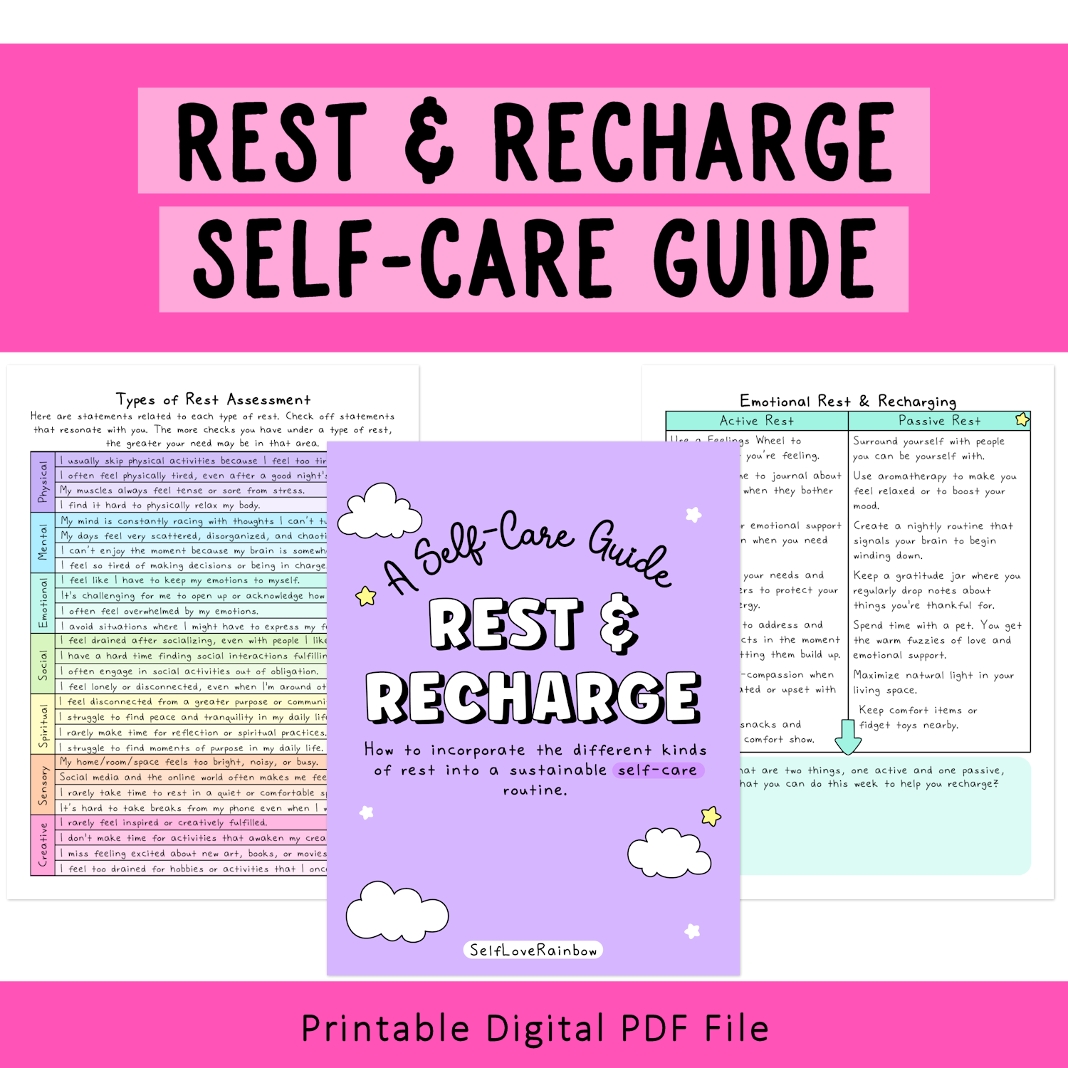 Rest & Recharge | Types of Resting Workbook – SelfLoveRainbow