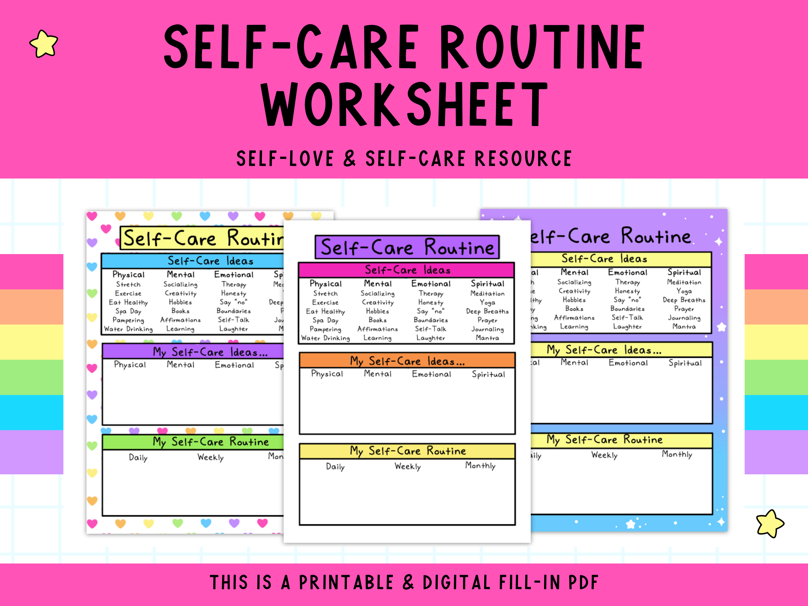 Self-Care Routine Worksheet – SelfLoveRainbow