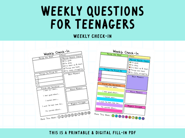 Weekly Check-In For Teens – SelfLoveRainbow