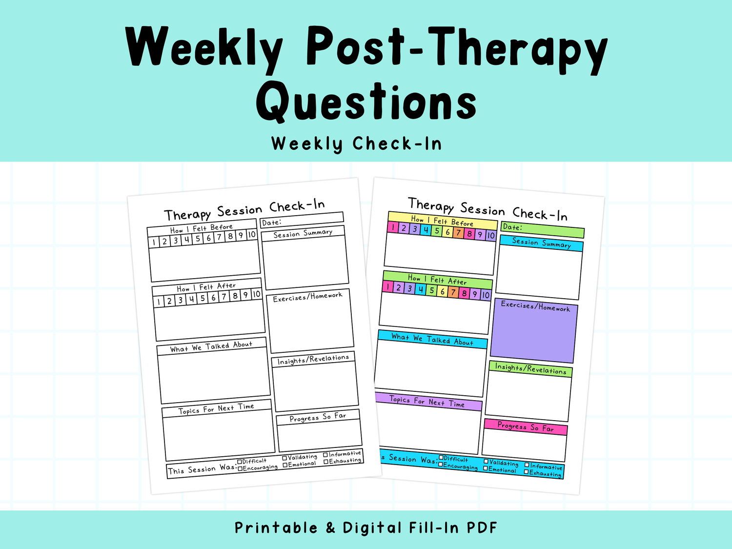 Post Therapy Check-In Worksheet – SelfLoveRainbow