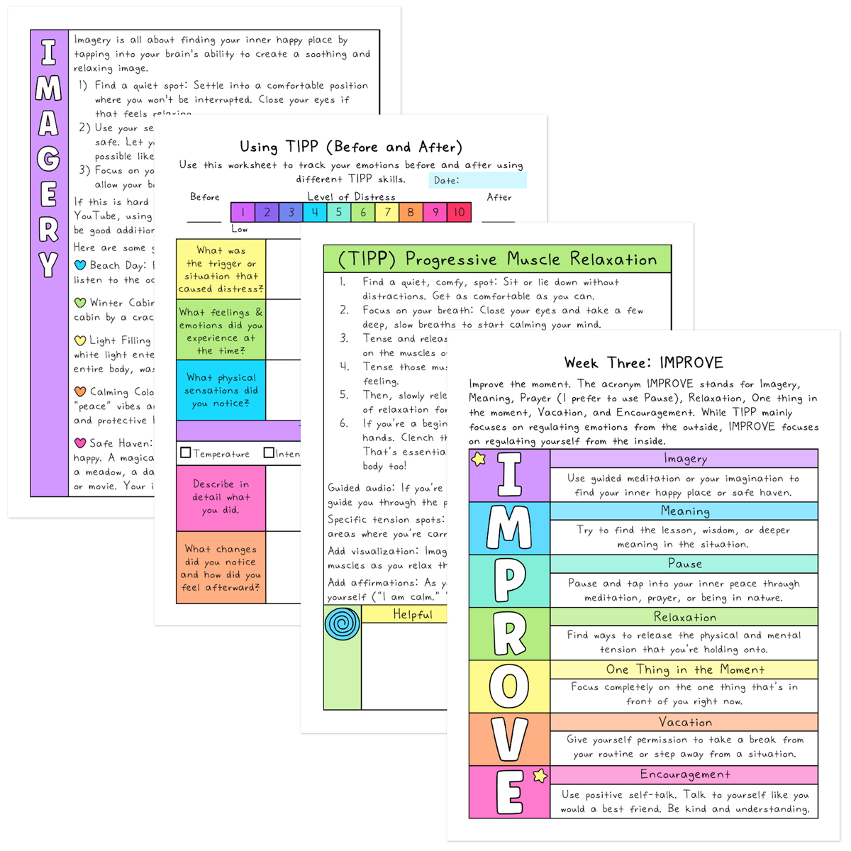 DBT Distress Tolerance Workbook | Crisis Survival | Self-Love Rainbow ...