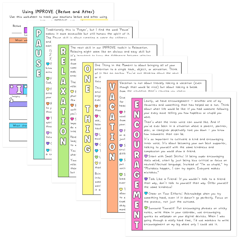 DBT Distress Tolerance Workbook | Crisis Survival | Self-Love Rainbow ...