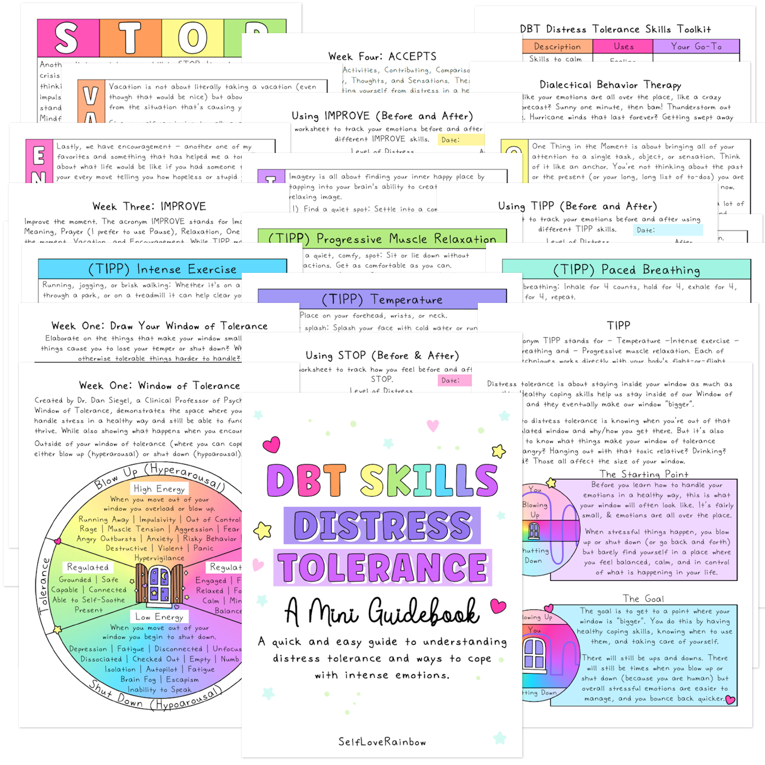 DBT Distress Tolerance Workbook | Crisis Survival | Self-Love Rainbow ...
