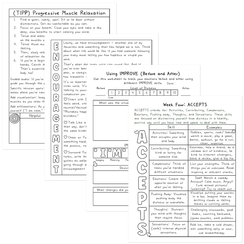 DBT Distress Tolerance Workbook | Crisis Survival | Self-Love Rainbow ...