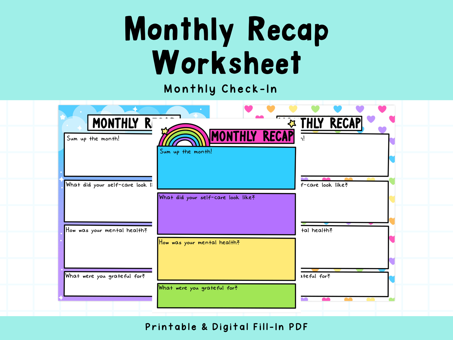 Monthly Recap Worksheet – SelfLoveRainbow