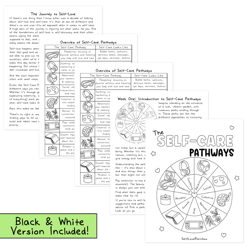 Self-Care Pathways Workbook | Your Self-Care Style | Self-Love Rainbow ...