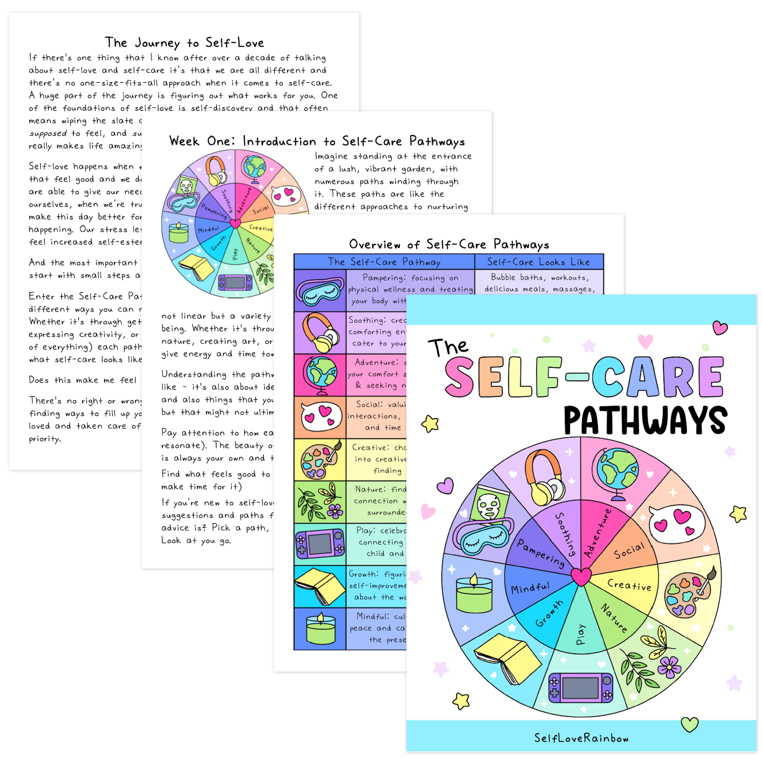 Self-Care Pathways Workbook | Your Self-Care Style | Self-Love Rainbow ...