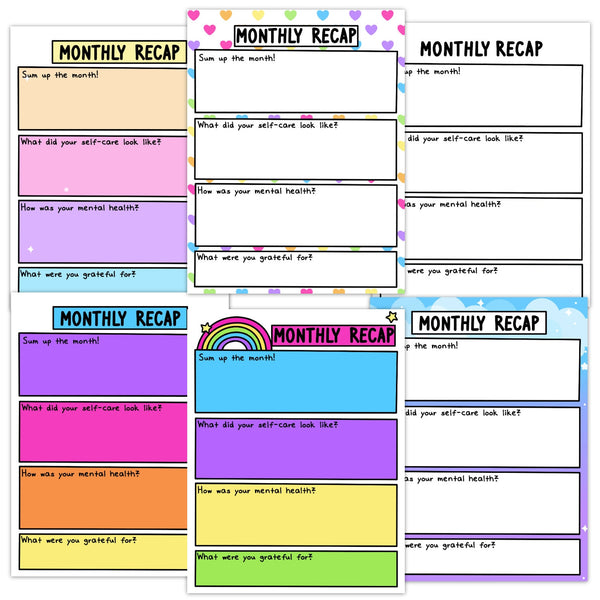 Monthly Recap Worksheet – SelfLoveRainbow