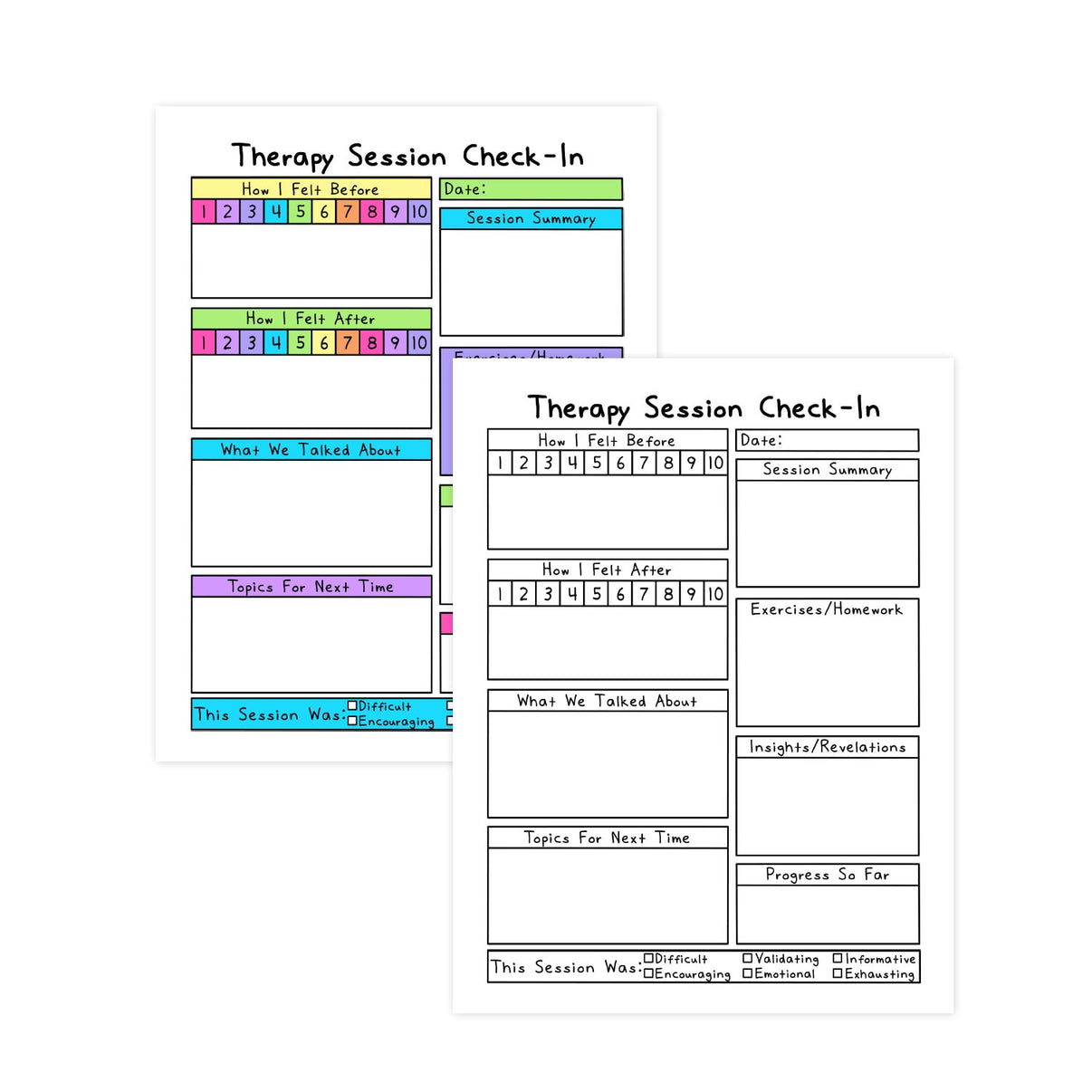 Post Therapy Check-In Worksheet – SelfLoveRainbow