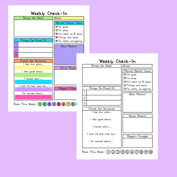 Weekly Check-In For Teens – SelfLoveRainbow