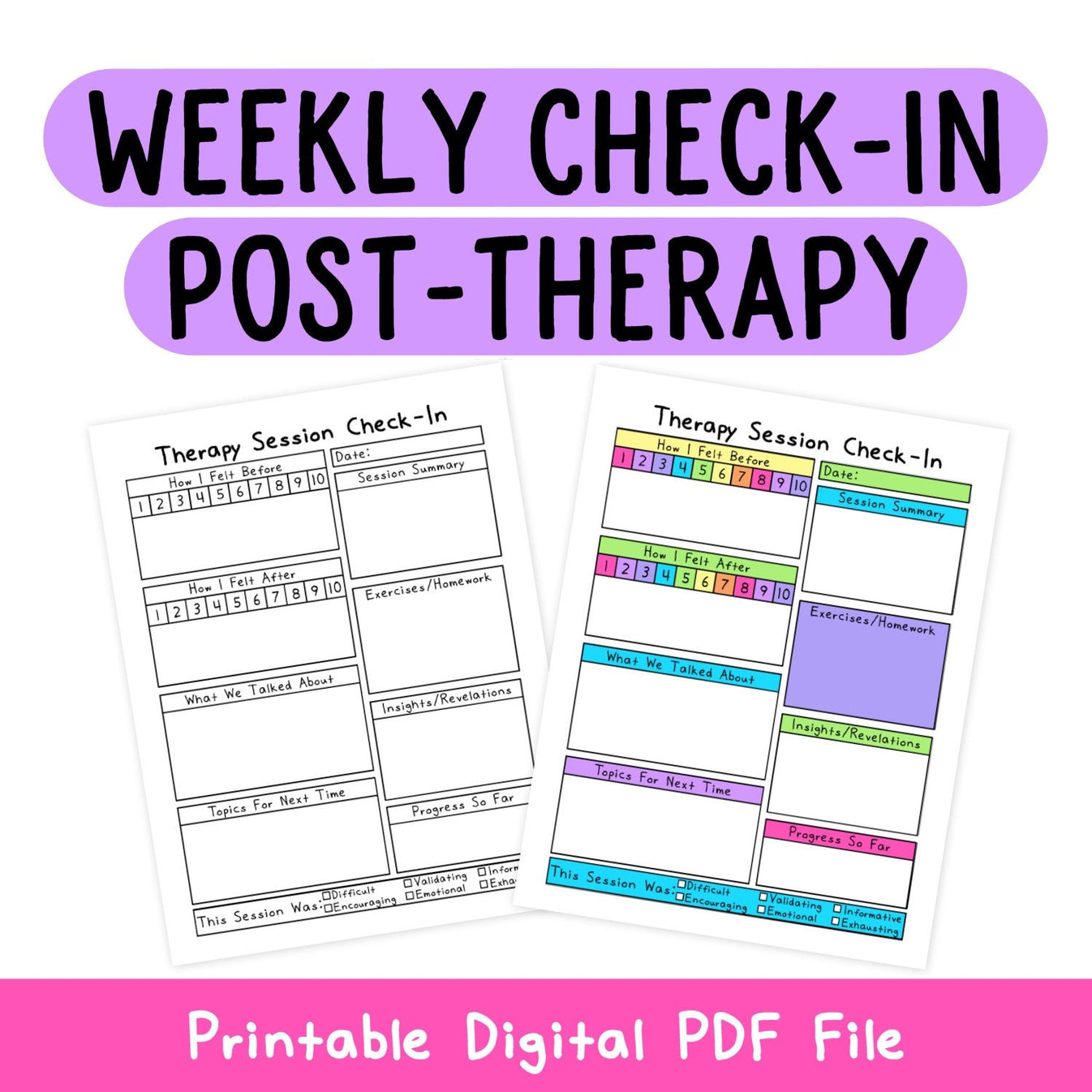 Post Therapy Check-In Worksheet – SelfLoveRainbow