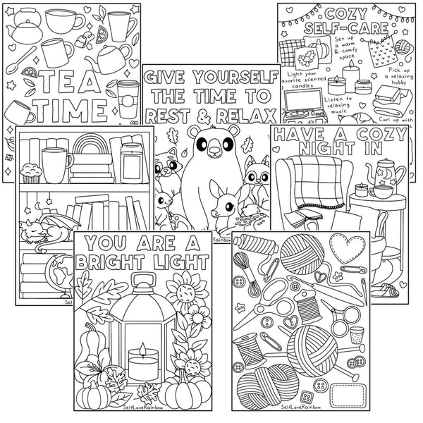 Cozy (Hygge) Coloring Pages – SelfLoveRainbow