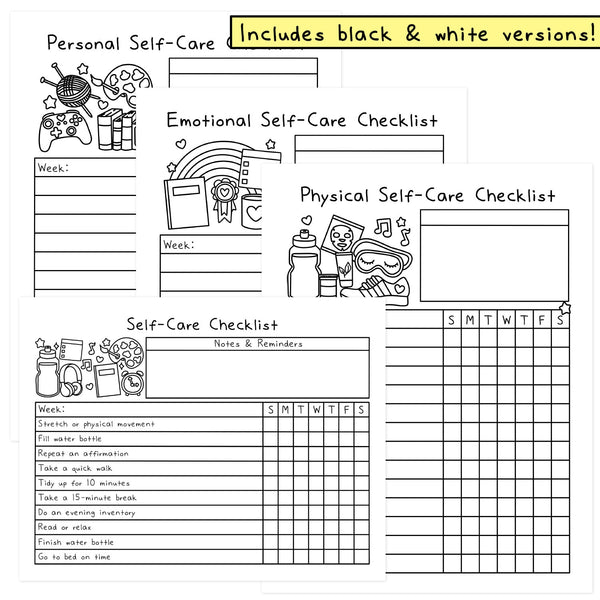 Self-Care Checklists | Tracker for Self-Care | Self-Love Rainbow ...