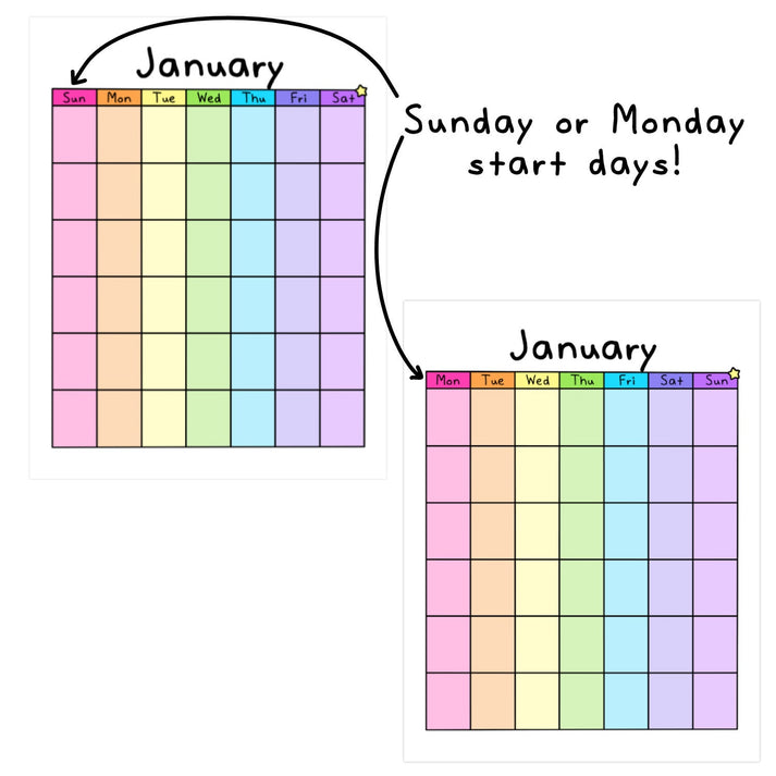Blank Calendar Printable – SelfLoveRainbow