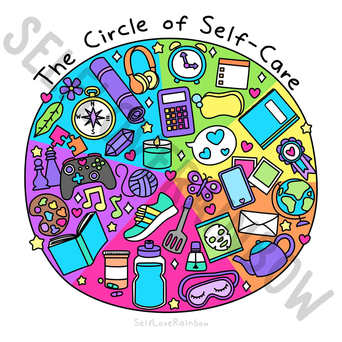 Circle of Self-Care Digital Print – SelfLoveRainbow