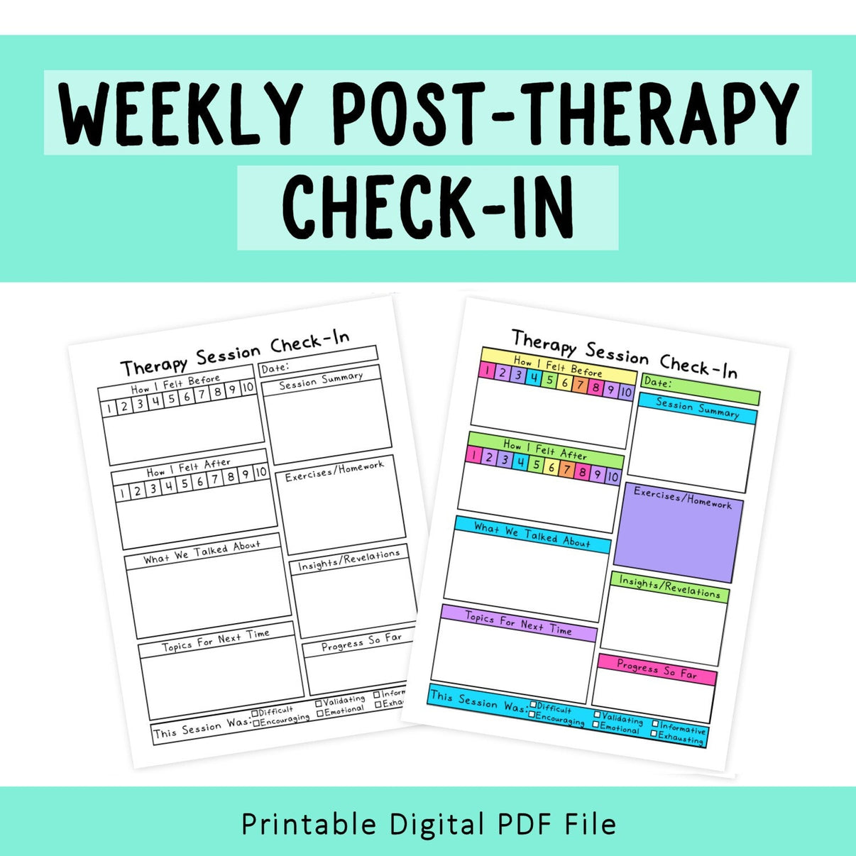 Post Therapy Check-In Worksheet – SelfLoveRainbow